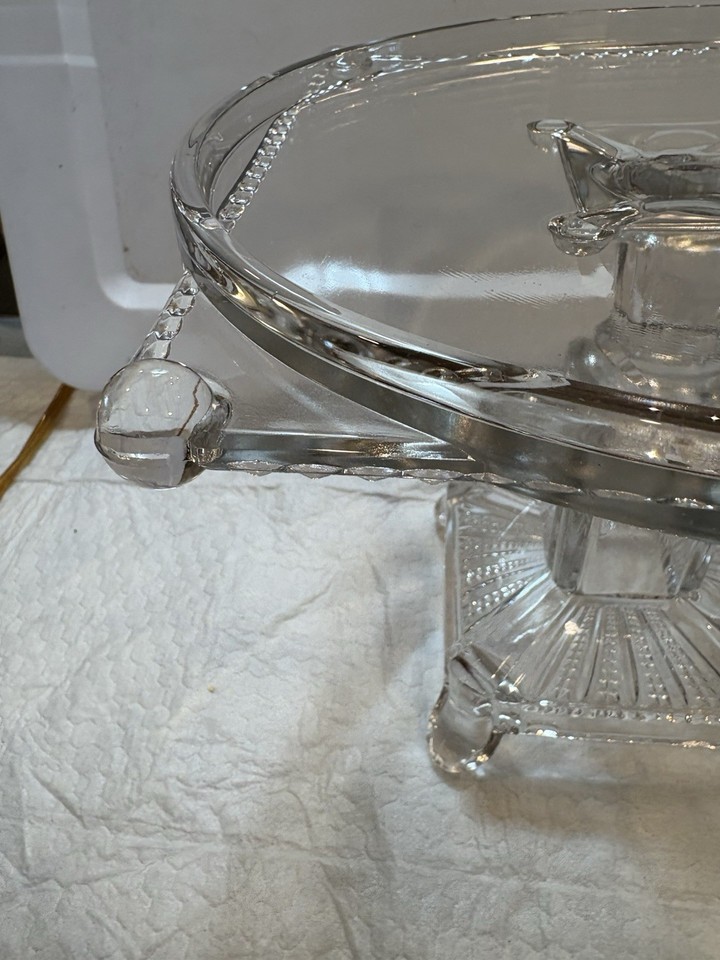 Stunning Antique Pressed Glass Clear EAPG #75 Adams Glass Cake Stand | eBay