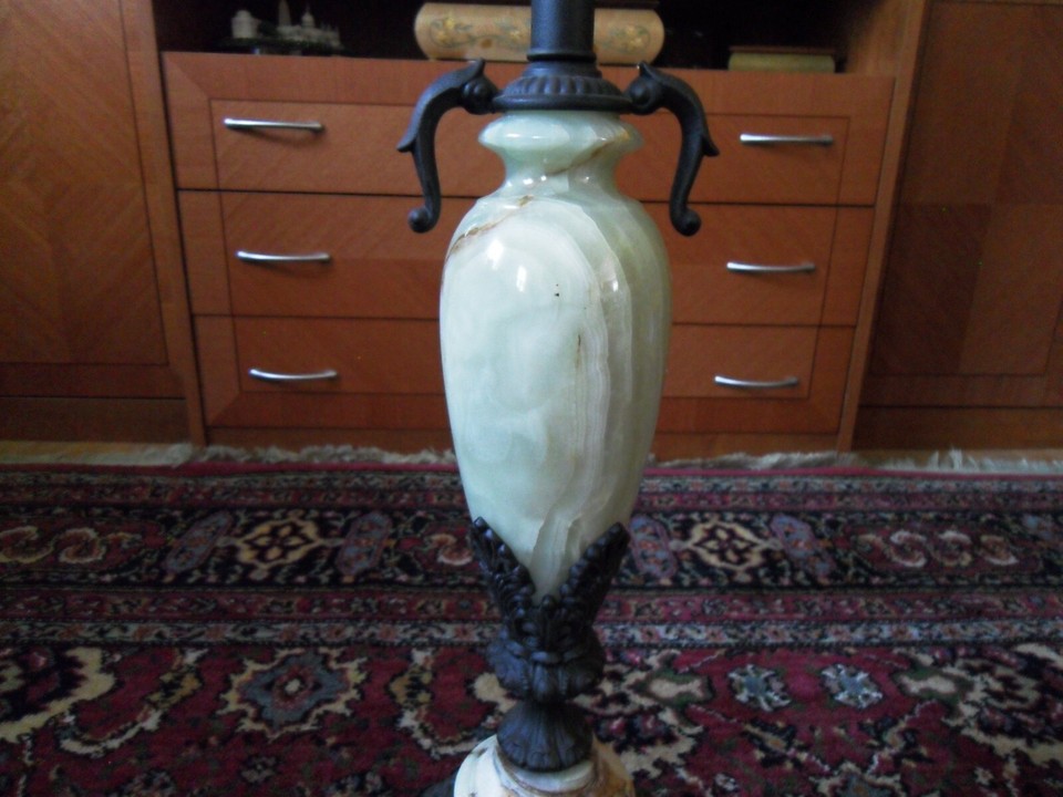 ANTIQUE MARBLE AND AGATE STONE LAMP WITH CAST IRON | eBay