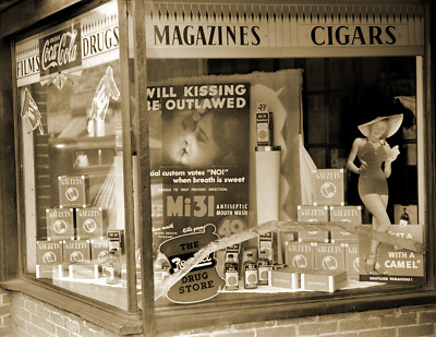 1938 Drugstore Window, Osage, West Virginia Old Photo 8.5" x 11 ...