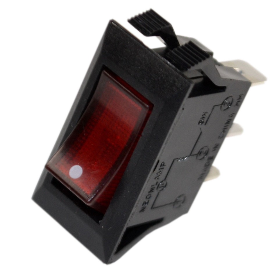 Red Lighted Rocker Switch Black Function ON OFF 3 Prong 15A 125V, Neon ...