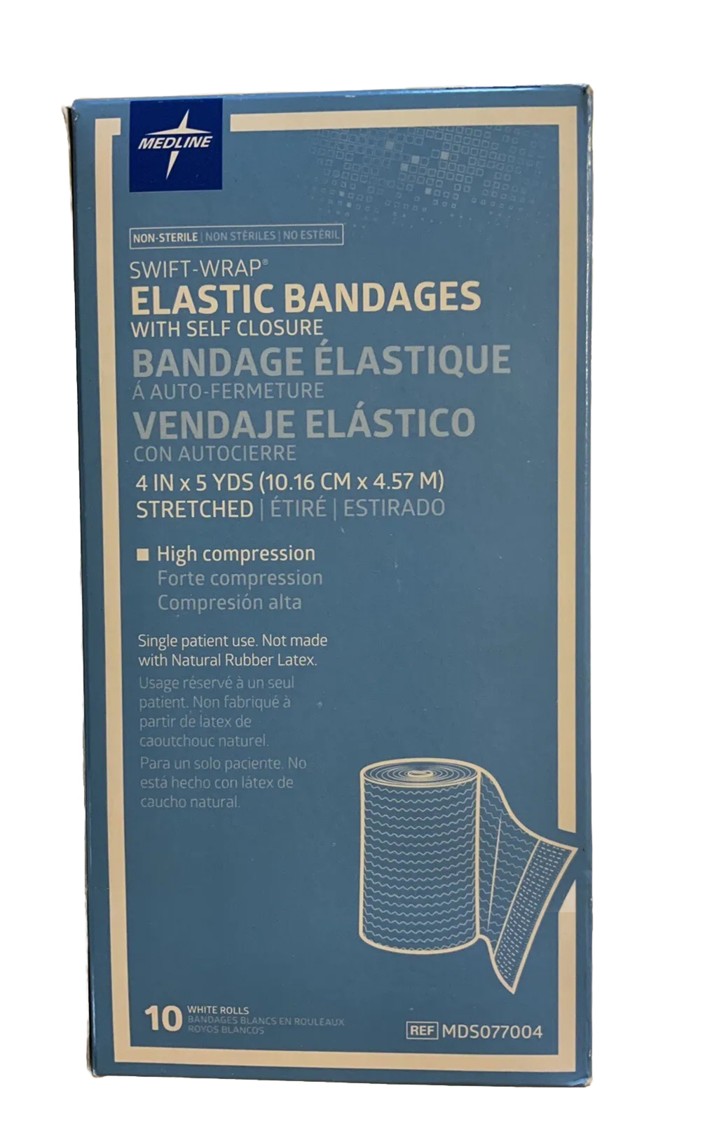 3 Pack - Medline Swift Wrap Elastic Bandage 4" x 5 Self Closure End ...
