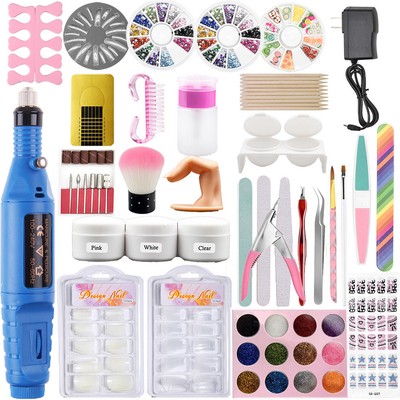 Acrylic Nail Drill Nail Art Tool DIY Nail Decor Kit Powder Glitter ...