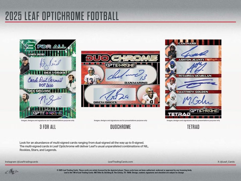 2025 LEAF OPTICHROME NFL FOOTBALL HOBBY JUMBO BOX - NEW - FREE SHIPPING ...