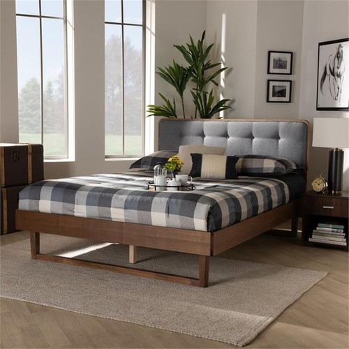 Baxton Studio Natalia Gray Upholstered Wood Full Size Platform Bed | eBay