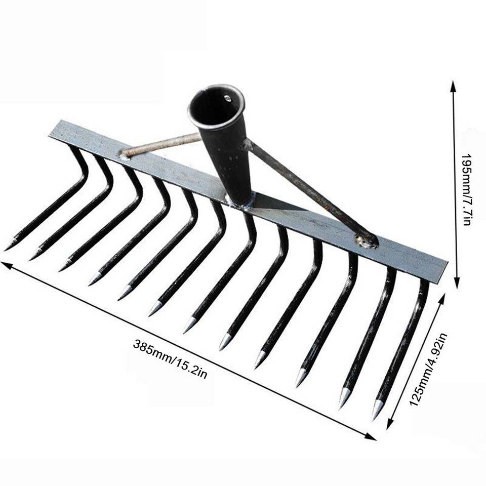 High Carbon Steel Garden Rake 4/7/9/12 Teeth Loose Soil Nail Rake Farm ...