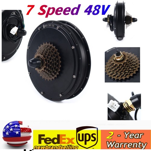 7 Speed 48V Electric Bicycle Ebike Rear Wheel Brushless Gearless Hub ...