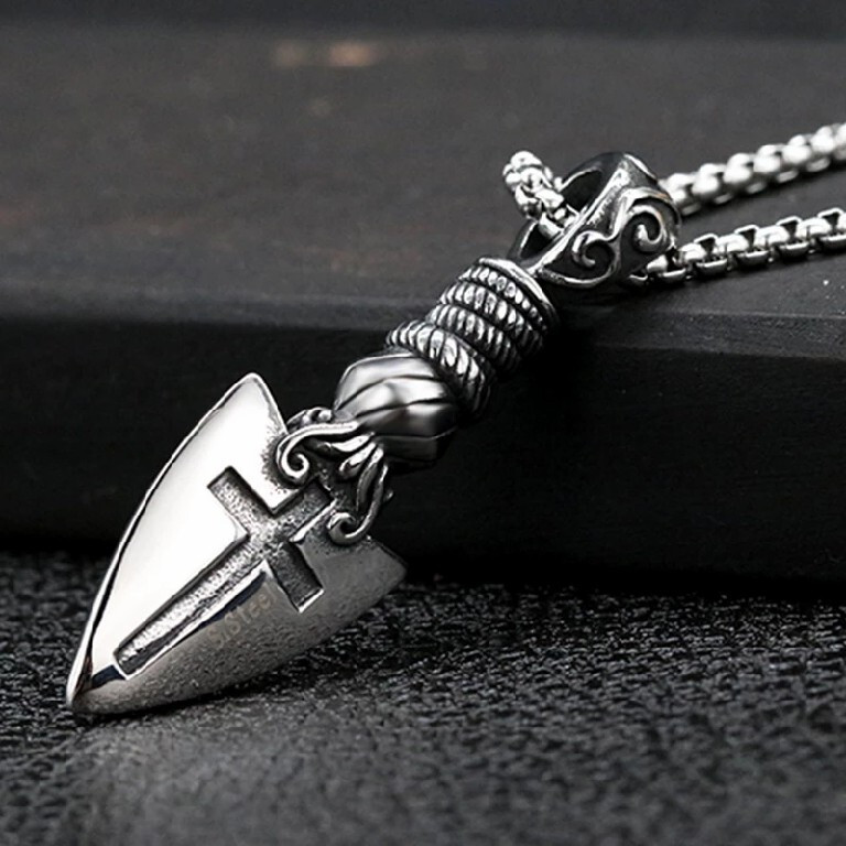 MOYON Cool Stainless Steel Mens Gothic Arrow Cross Arrowhead Pendant ...