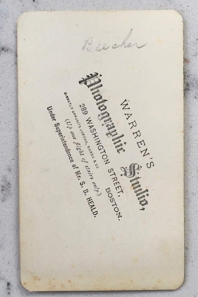 ANTIQUE CDV PHOTOGRAPH REV REVEREND HENRY WARD BEECHER WARREN'S BOSTON ...