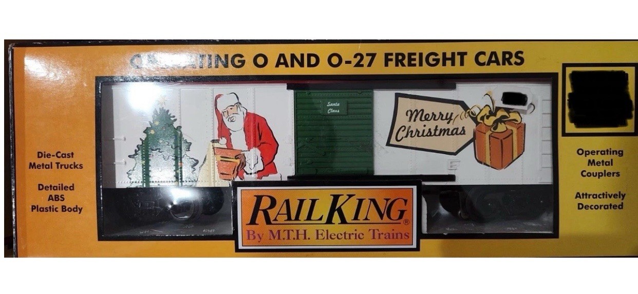 MTH RAILKING CHRISTMAS BOX CAR 30- O GAUGE SANTA CLAUSE MERRY TREE ...
