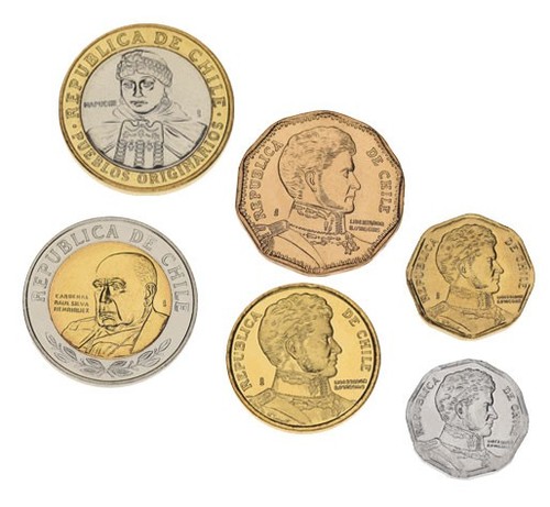Chile set of 6 coins 2008-2012 UNC 1, 5, 10, 50, 100, 500 pesos | eBay