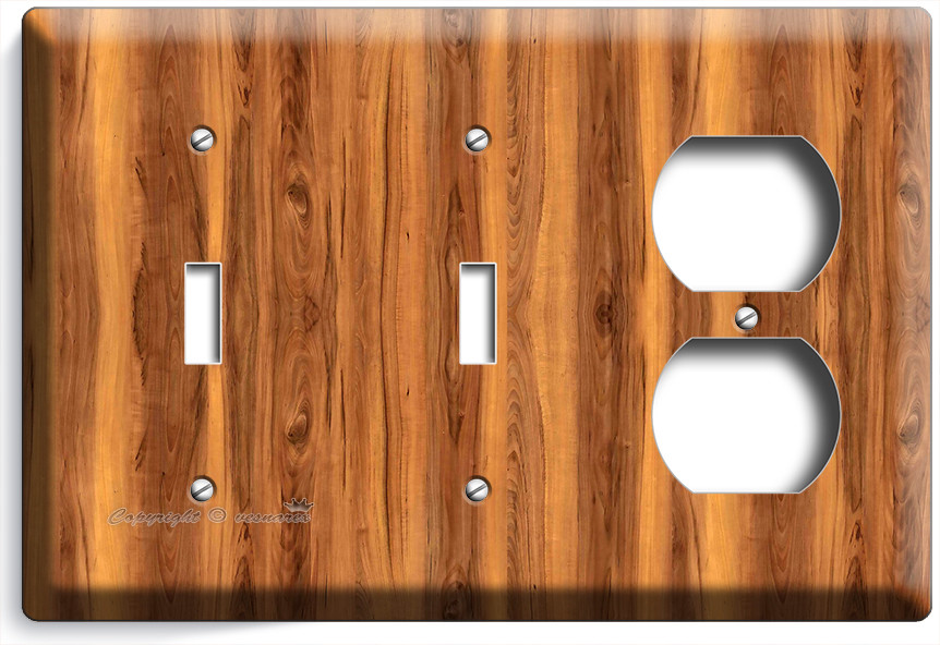 WALNUT WOOD GRAIN STYLE LIGHT SWITCH OUTLET WALL PLATE HOME OFFICE HD ...