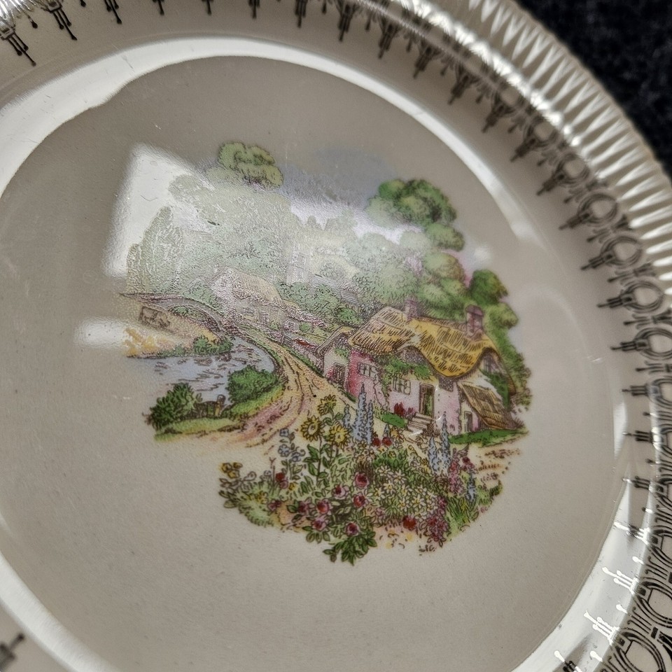 Salem Old Eire Bread B Bread & Butter Plate Scenic Palladium Gold ...
