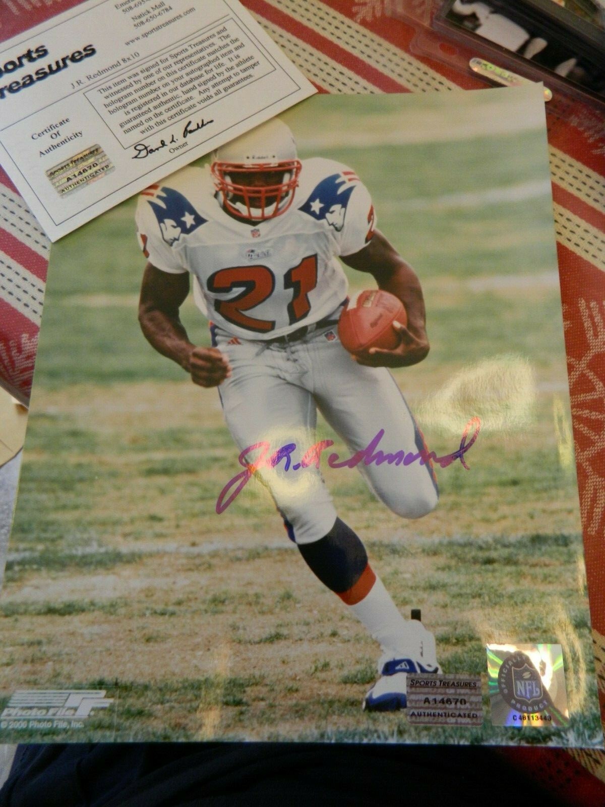 Hand Signed 8x10" Jr Redmond Autographed 8x10 Photo W/ Coa New England ...