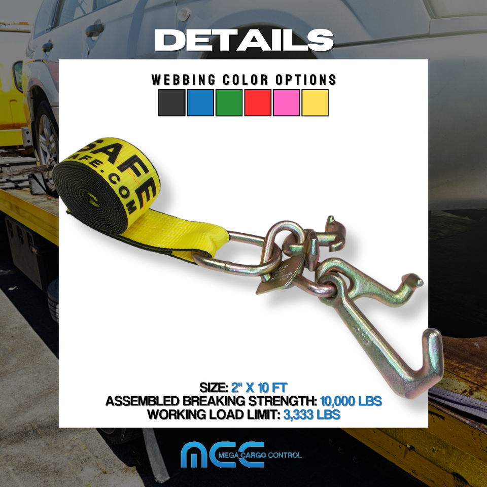 4 Pack USA 2" x 10' RTJ Cluster Hook Strap for Wrecker Tow Truck Auto ...