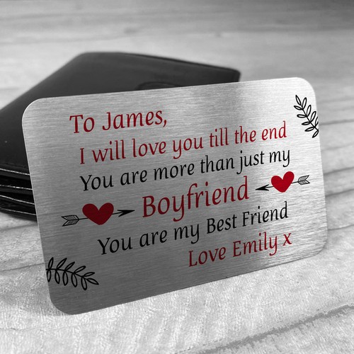 PERSONALISED Gift For Boyfriend Metal Wallet Card Novelty Valentines ...
