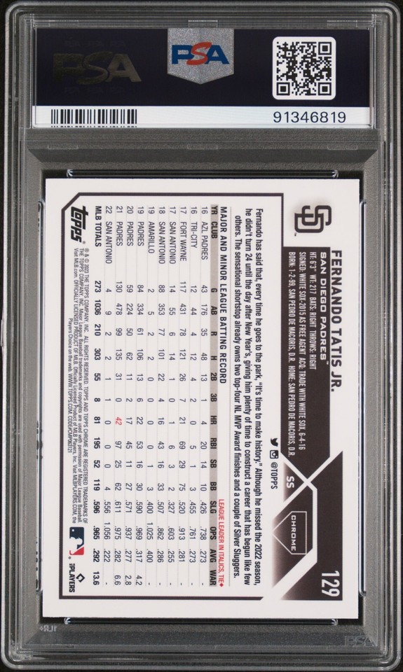 2023 Topps Chrome Prizm Fernando Tatis Jr- PSA 10- Gem Mint-Population ...