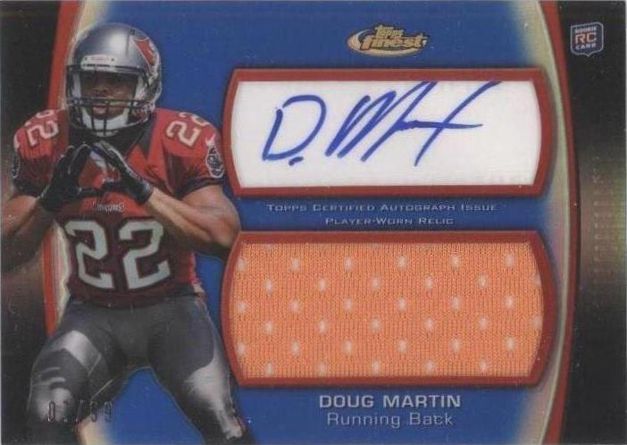 2012 Topps Finest - Autographed Jumbo Relic Doug Martin #AJR-DM Blue ...
