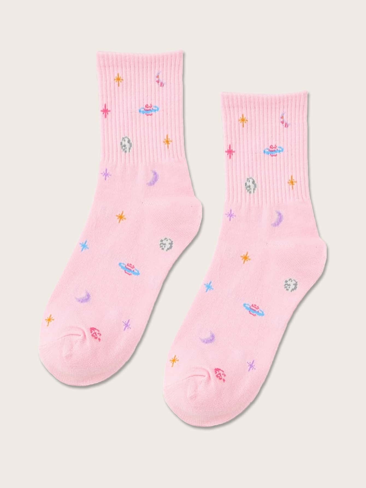 Planet Star Socks Cute Pink Socks Funny Socks for Women Novelty Socks ...