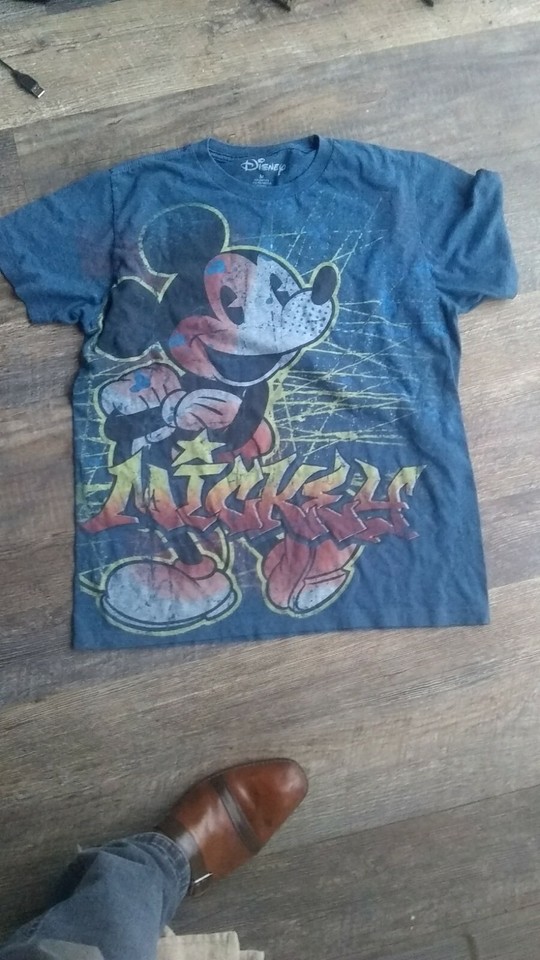 Mickey Mouse Hood Graffiti T-shirt Medium Mens blue splotched crazy ...
