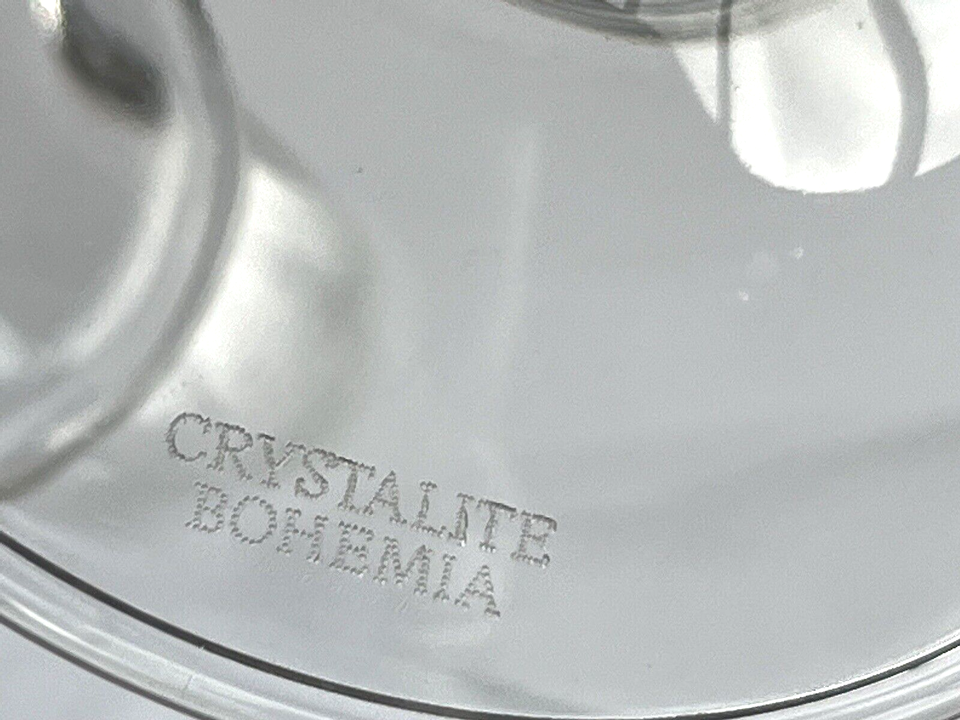 CRYSTALITE BOHEMIA Etched CRYSTAL WATER/ WINE GLASSES 9 1/2" TALL Set 4 ...