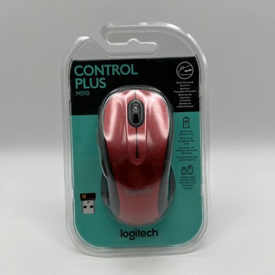 Logitech M510 Control Plus Wireless Mouse Red 910-004554 Brand New ...