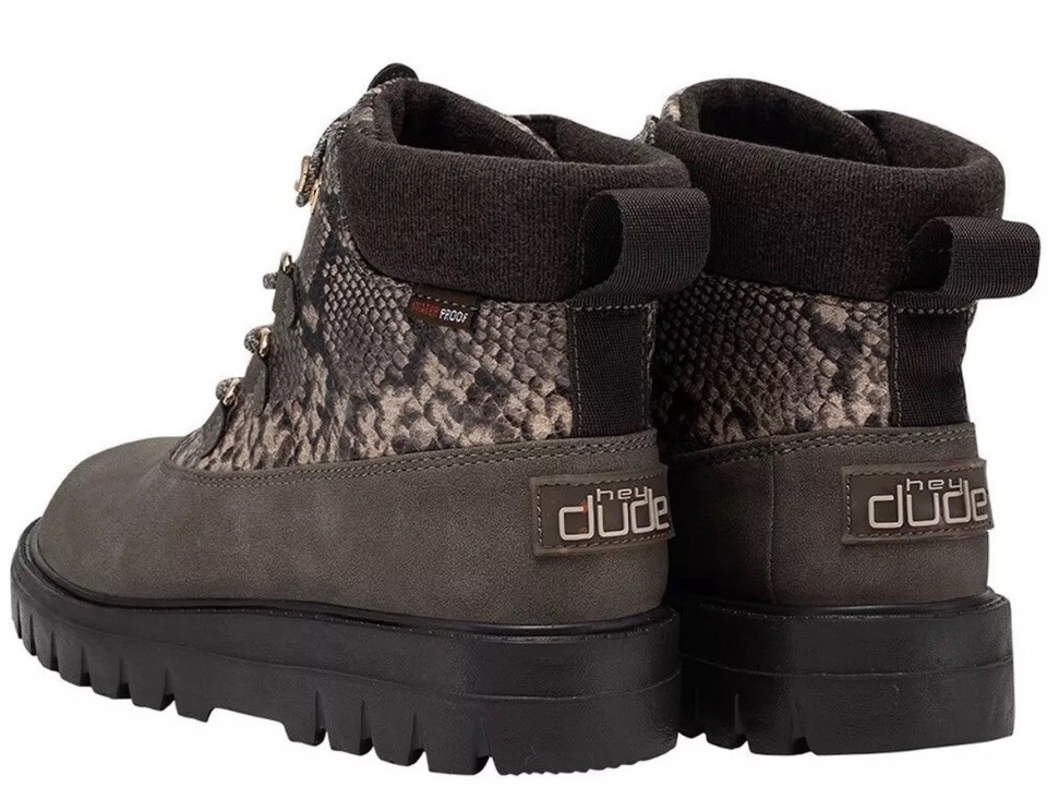 Womens HEY DUDE “Tonya Eco Shield” Camo Snake Winter Boots, sz 8…worn ...