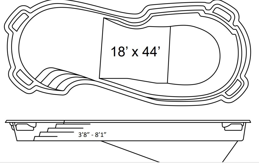 Brand New Freeform Fiberglass Swimming Pool 18x44 | eBay