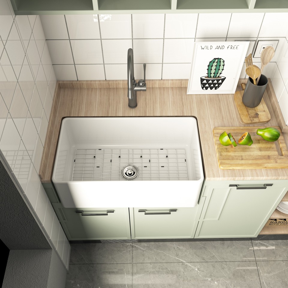 24‘’ 30'' 33" 36''Rectangular Ceramic Apron farmhouse Kitchen Sink With ...