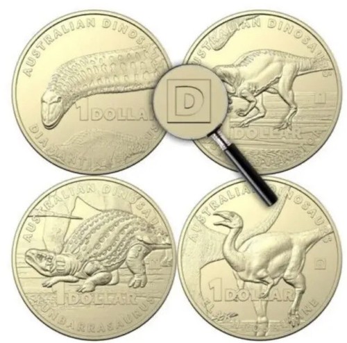 ( PRIVY SET ) 4 x Uncirculated Coin Folder 2022 AUSTRALIAN DINOSAURS $1 ...