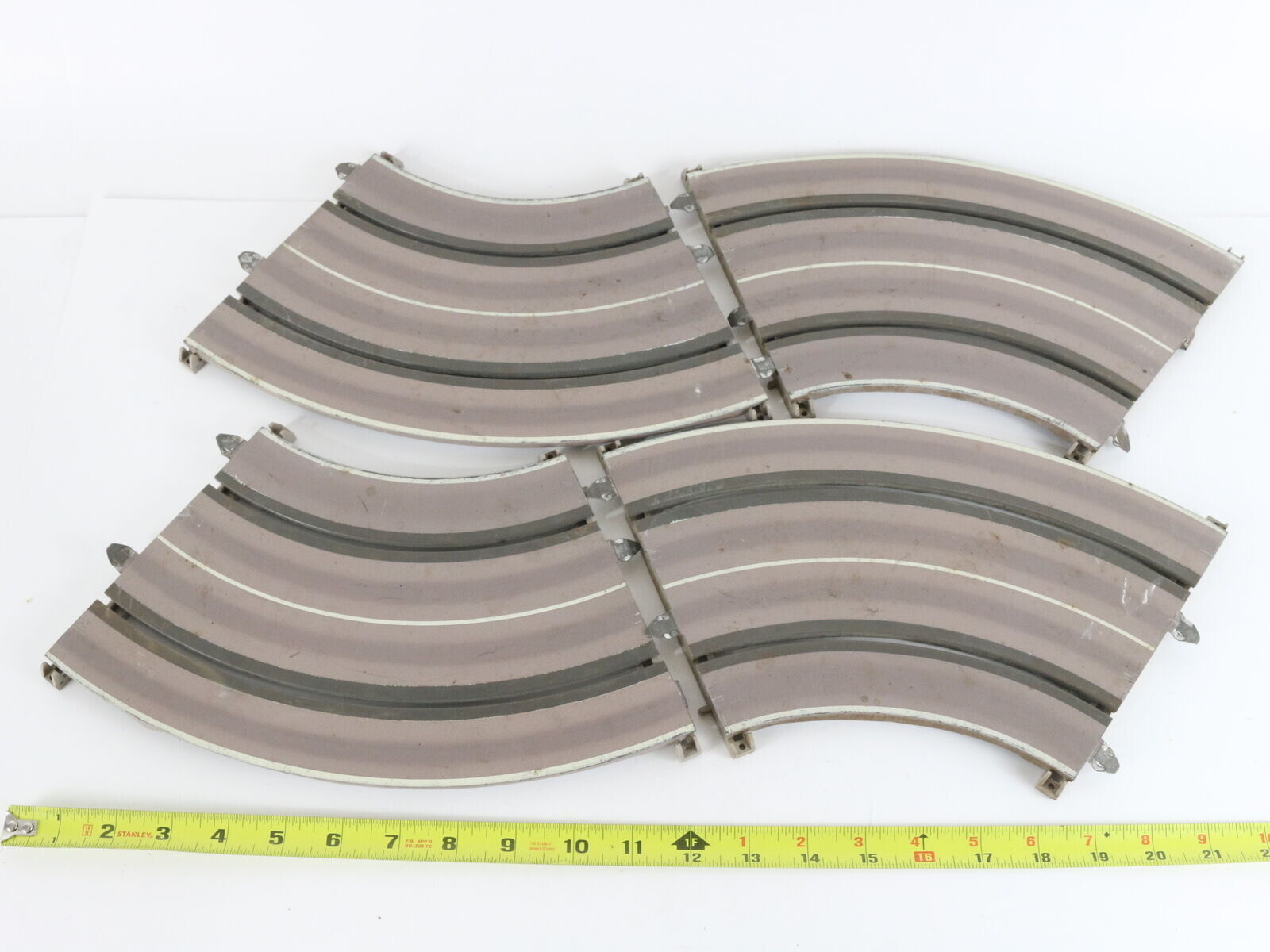 Lot Of 20 Straight & Curved Tin Metal Slot Car Track 10.5” Early Faller ...