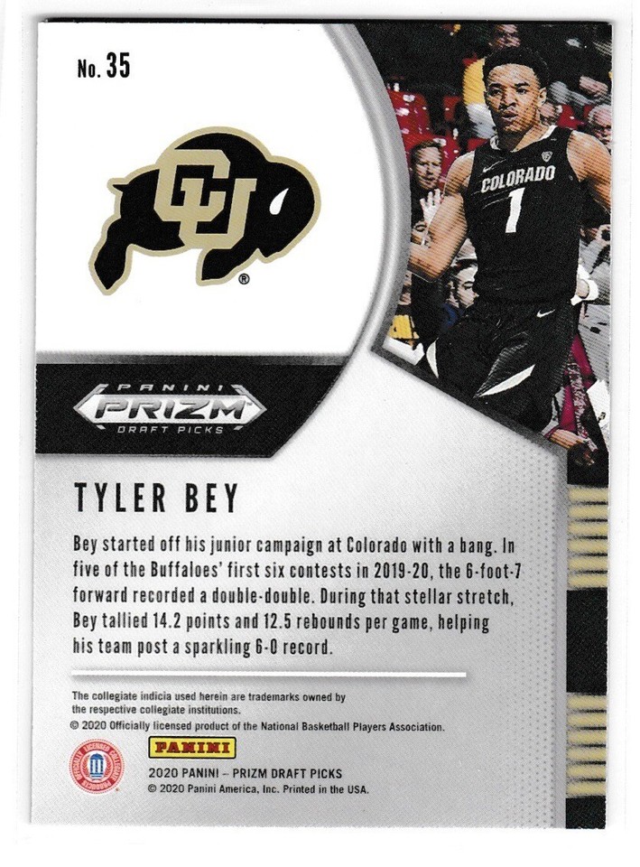 Tyler Bey 2020 Prizm Draft Picks #35 Rookie RC | eBay
