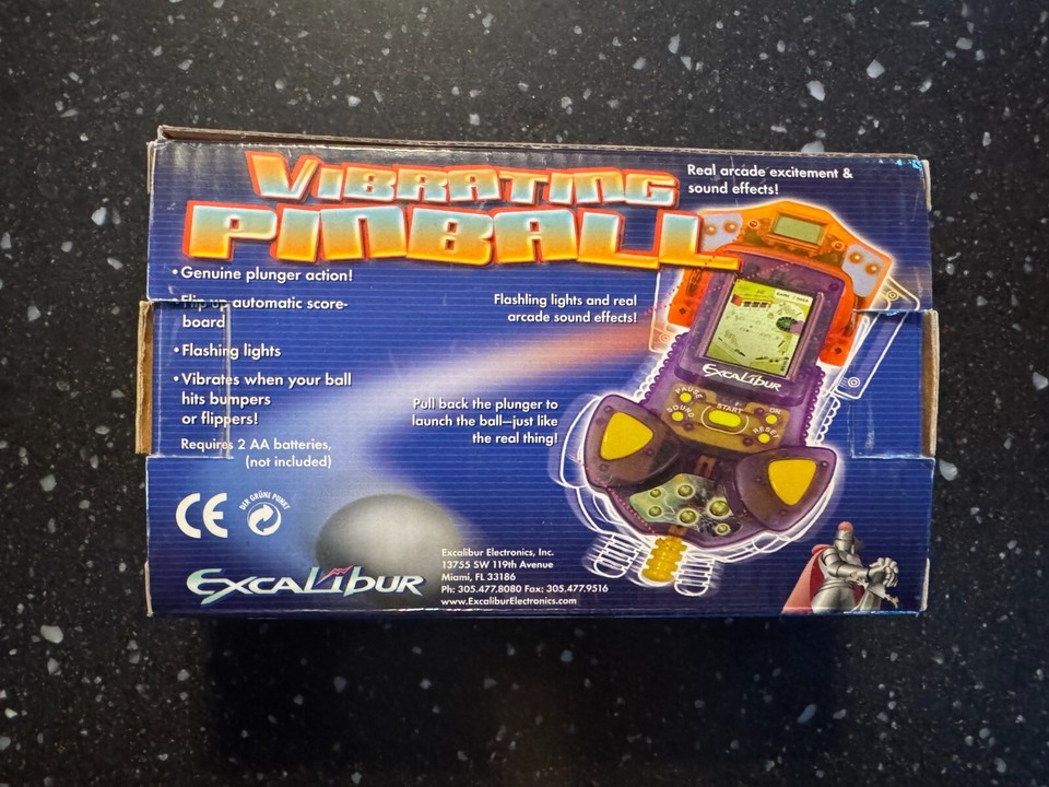 EXCALIBUR VIBRATING PINBALL HANDHELD VIDEO GAME - Purple - TESTED ...