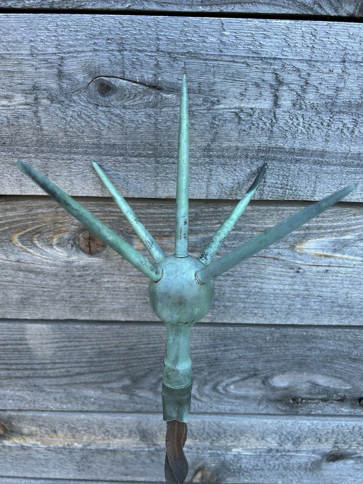 40” Victorian Lighting Rod Thistle Verdigris Bronze Iron Gothic Antique ...