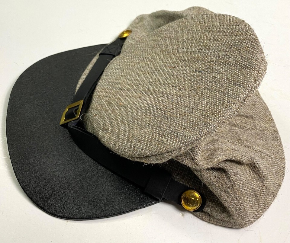 CIVIL WAR CS CSA CONFEDERATE JEAN WOOL BUMMER KEPI FORAGE CAP HAT-LARGE ...