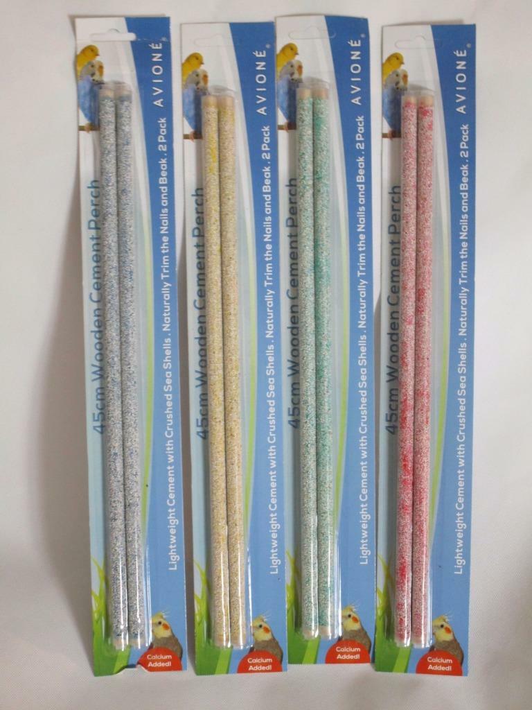 6 x 2pk Bird cockatiel budgie cement grit calcium wooden perch perches ...