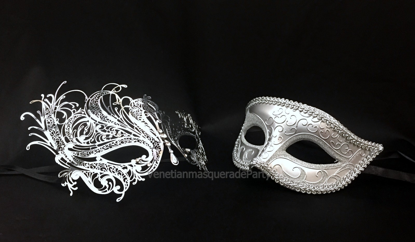 Black Swan Masquerade mask pair for couple Xmas New Year Costume Mardi ...