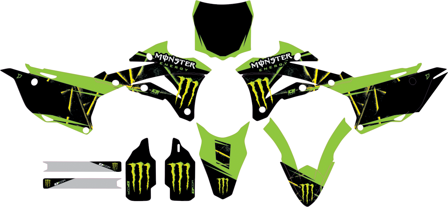 D'COR Monster Energy Slash Graphics Kit 20-20-132 Kawasaki KX85 KX112 ...