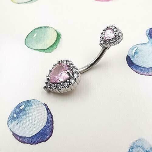 2.5Ct Heart Lab-Created Sapphire Belly Button Ring 14k White Gold ...