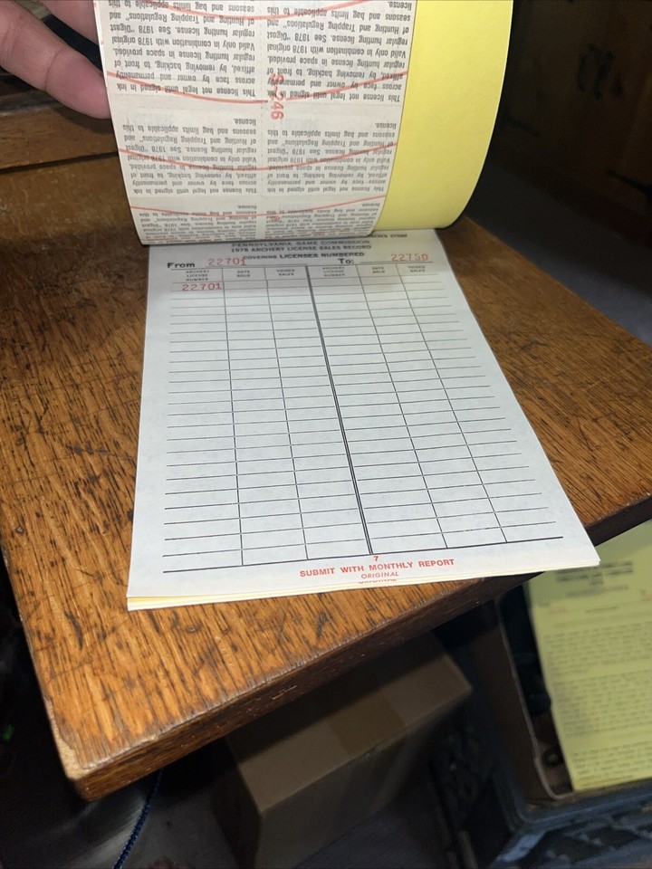 50 1978 Pennsylvania Archery Licenses (Stamps) Unissued On Dealers Card ...