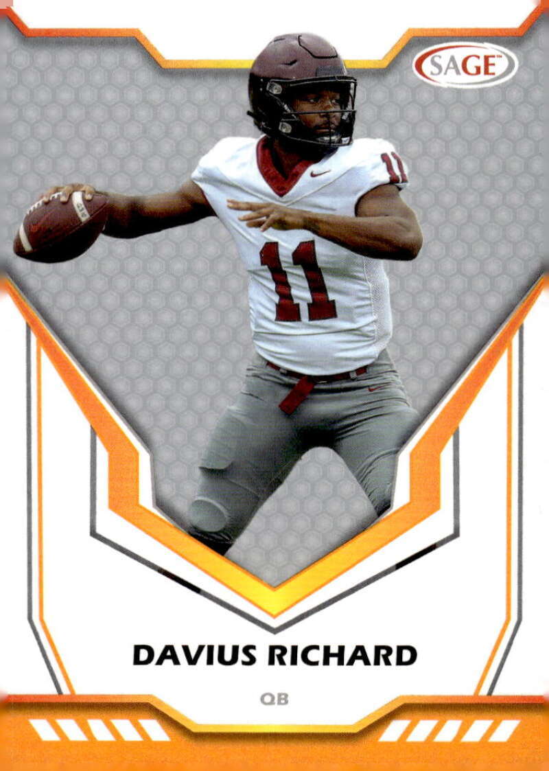 DAVIUS RICHARD RC 2024 SAGE Hit Low Series Silver #71 ROOKIE NCAA NFL ...
