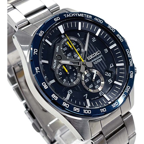 Seiko SSB321 Quartz Chronograph Watch Blue Dial Stainless Steel Battery ...