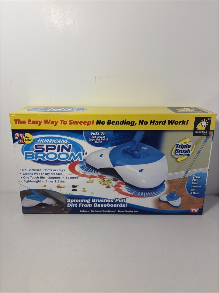 AS SEEN ON TV,HURRICANE SPIN BROOM,W/ TRIPLE BRUSH TECHNOLOGY,& LG DIRT ...