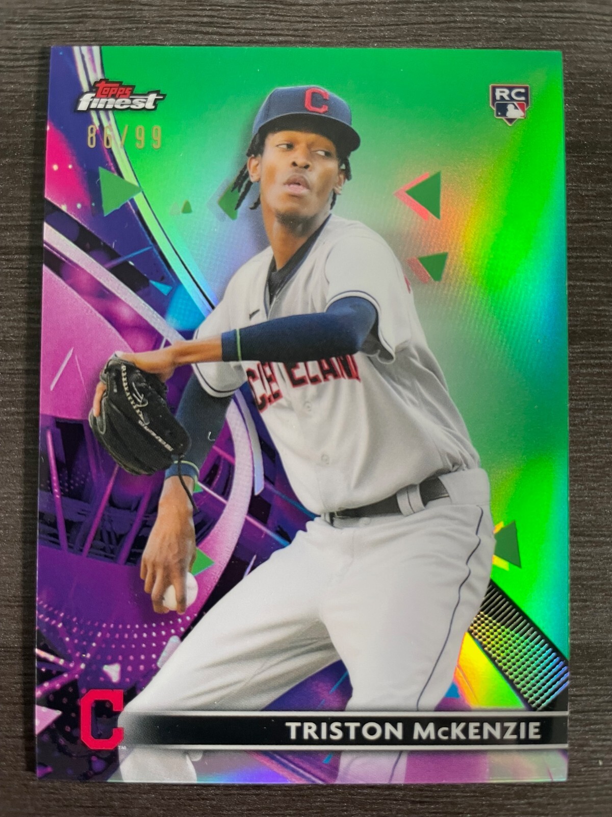 2021 Topps Finest Triston McKenzie Green Refractor #30 RC rookie serial ...