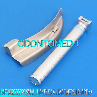 LARYNGOSCOPE SMALL HANDLE AA + MACINTOSH BLADE #3 ENT INTUBATION ...