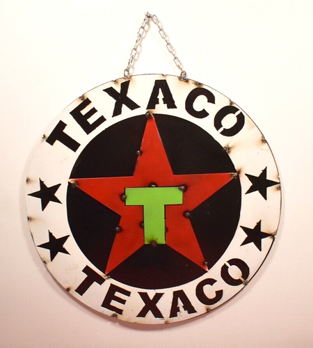 Texaco Round Hanging Handmade Metal Art Sign 22" | eBay