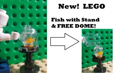 LEGO Gold Fish Tank Dome Top On Stand Bubbles Water Minifigure Pet ...