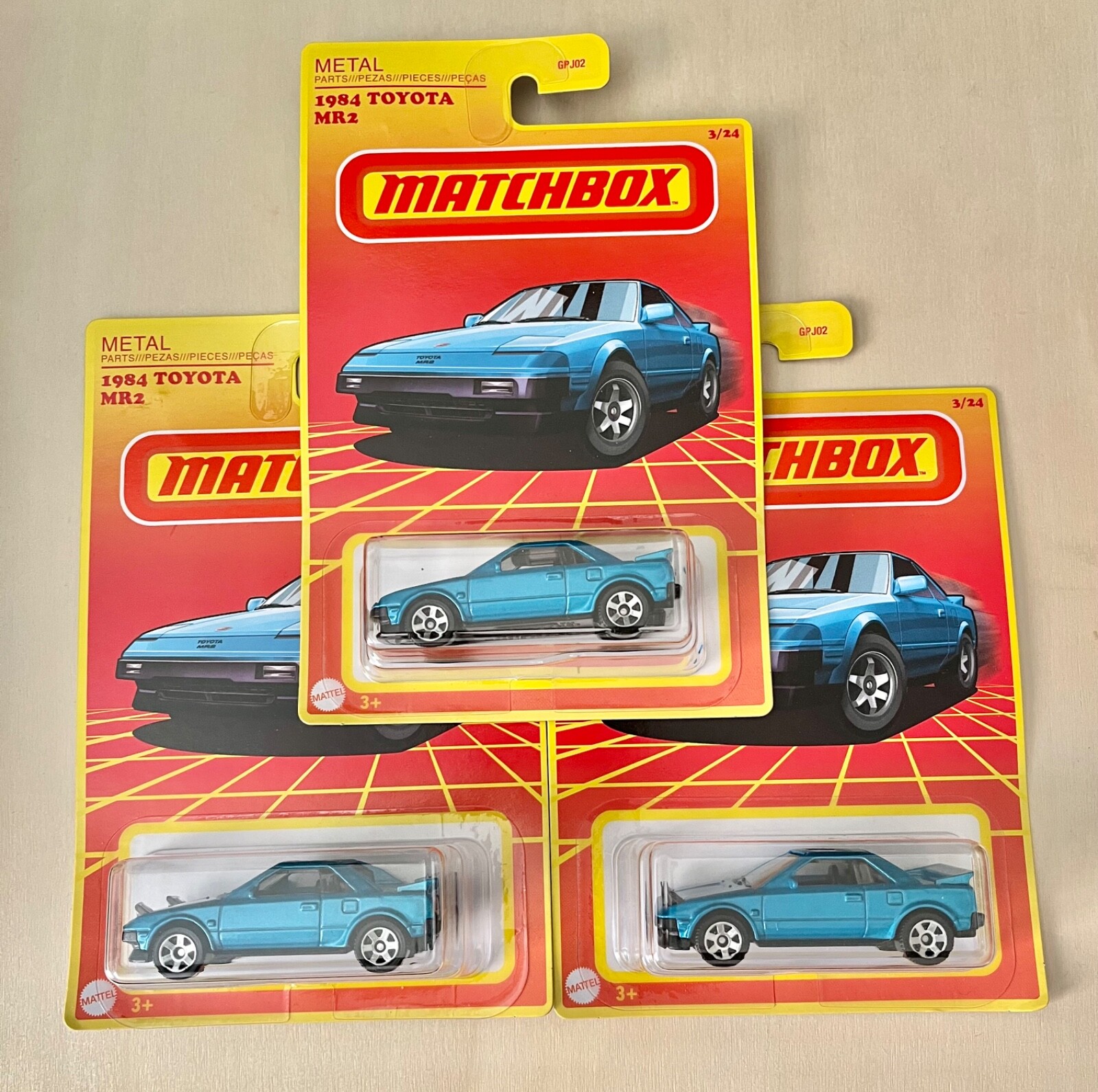 Matchbox Target Retro Series 1984 Toyota MR2 Blue Lot of 3 Variations ...