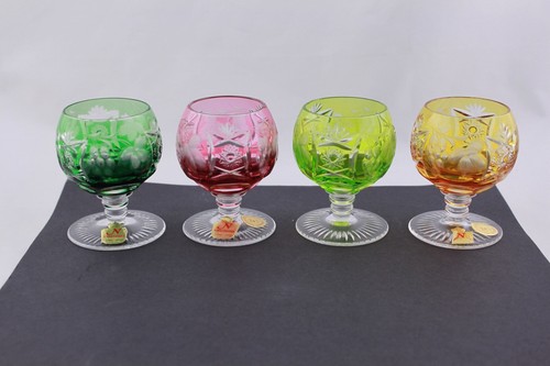 SET OF 4 NACHTMANN СRYSTAL TRAUBE MULTICOLOR BRANDY GLASSES/SNIFTERS #1 ...