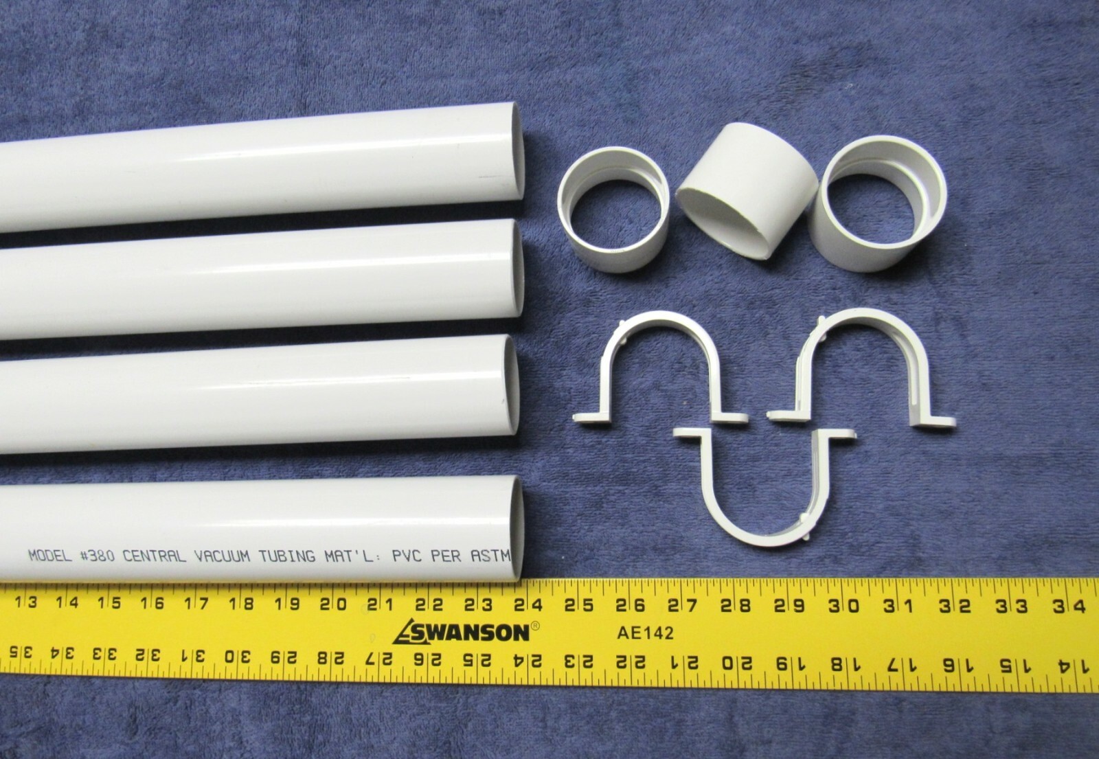 8 ft Central Vacuum Pipe 2"OD PVC with 3 Couplings and 3 Pipe Straps | eBay