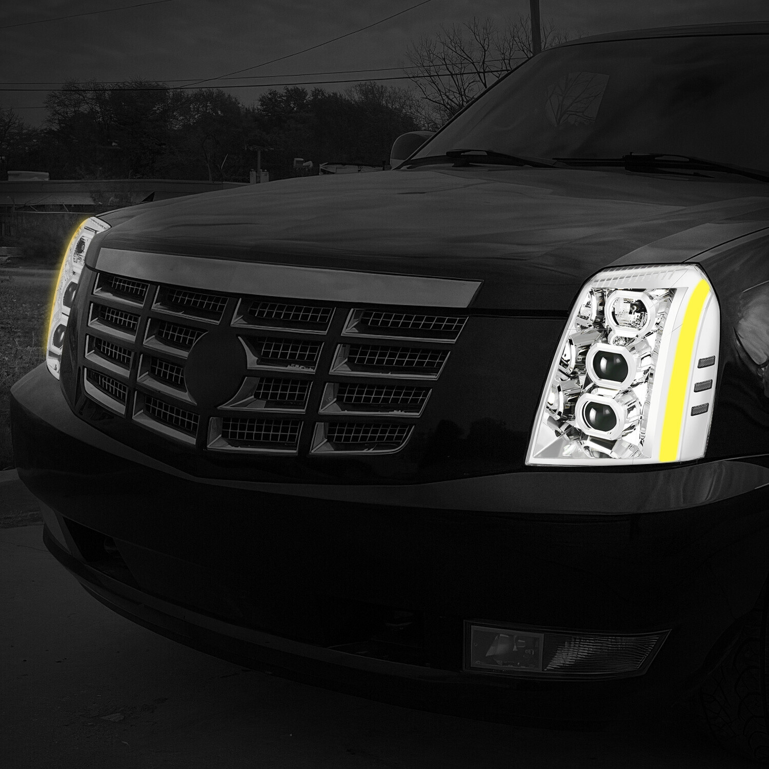 For 2007-2014 Cadillac Escalade ESV EXT Chrome/Clear LED Switchback ...